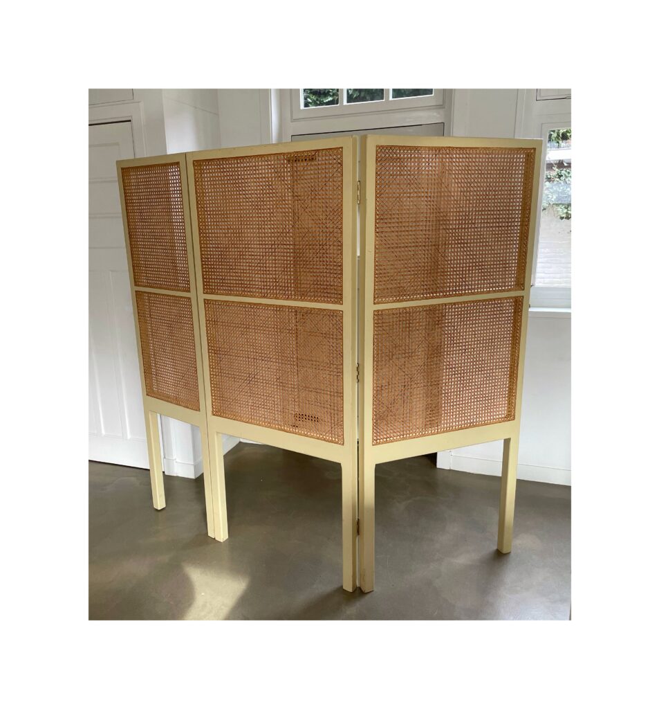 Vintage design room divider, wood & webbing Studio Tout
