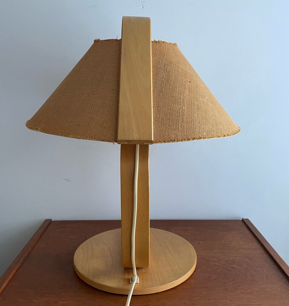 Midcentury plywood table lamp, 1960s Studio Tout